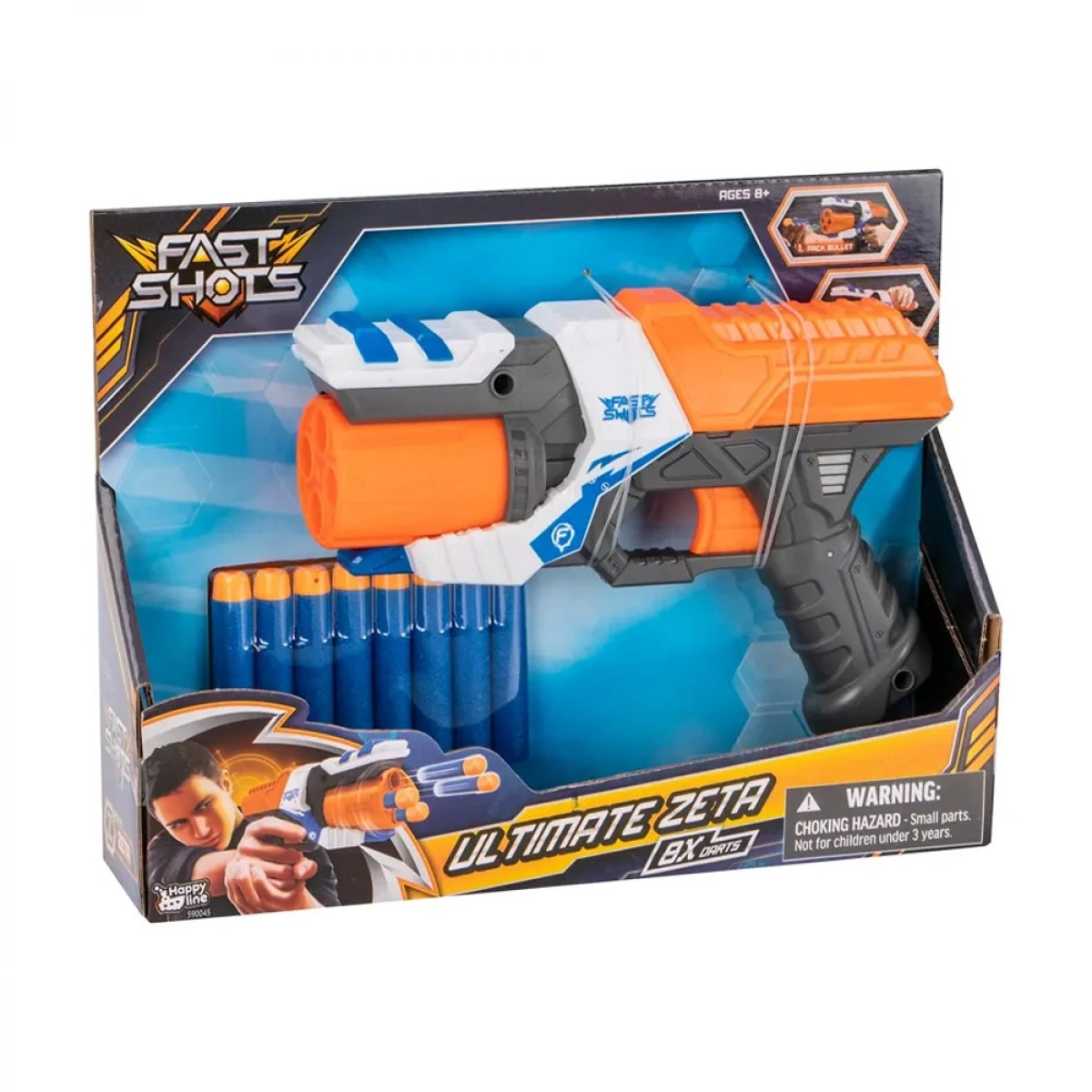 Just Toys-JUST TOYS FAST SHOTS ULTIMATE ZETA WITH 8 FOAM DARTS 590045 ...